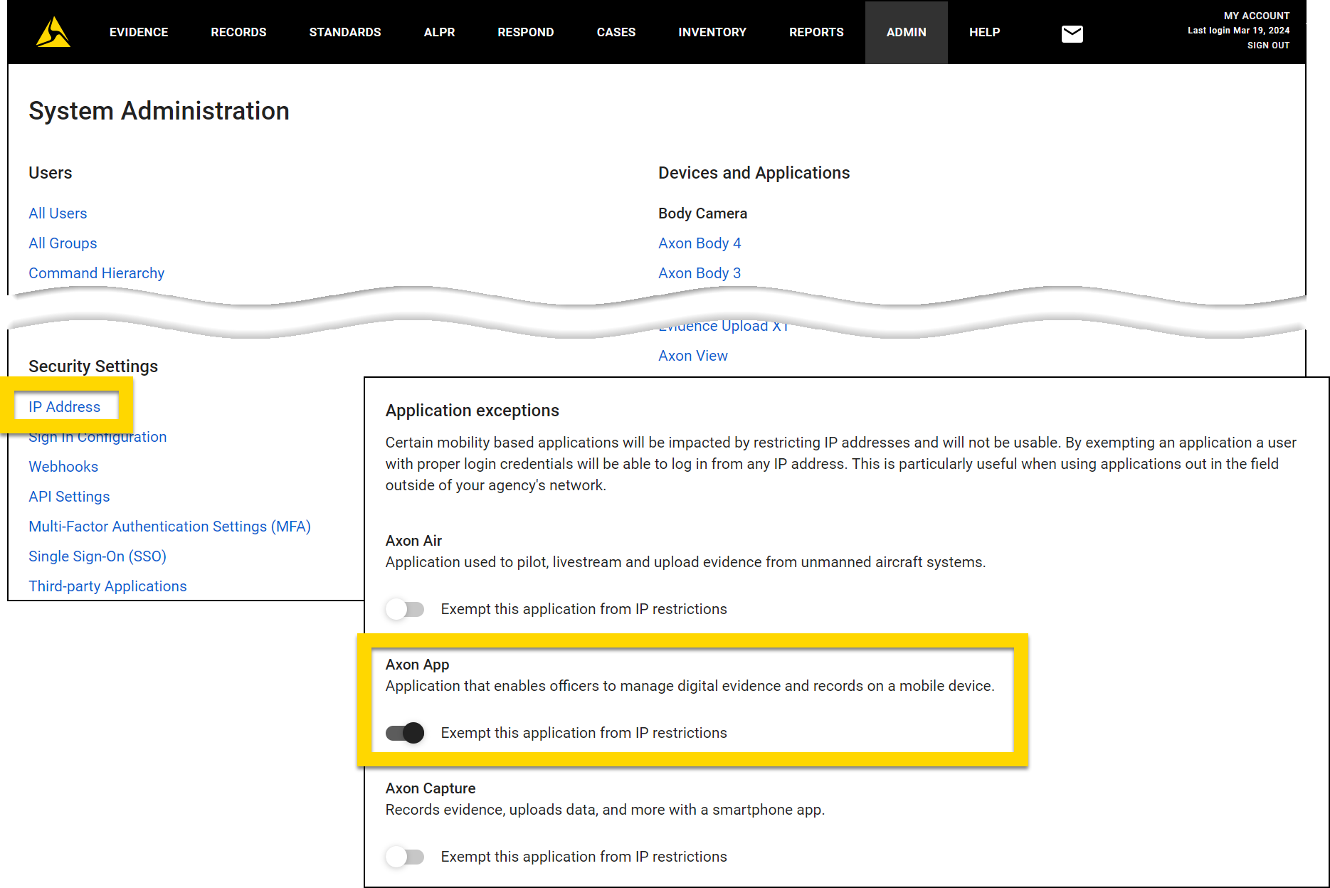 Mobile-Axon app administration