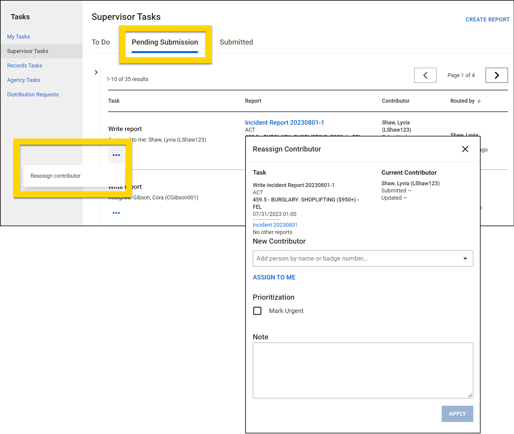 Assign and Reassign from the Supervisor Tasks Inbox - Axon Records