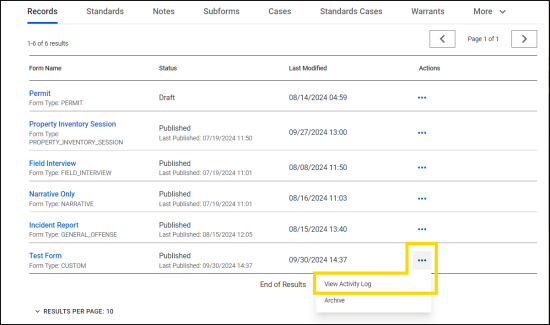 View Activity Logs - Axon Records