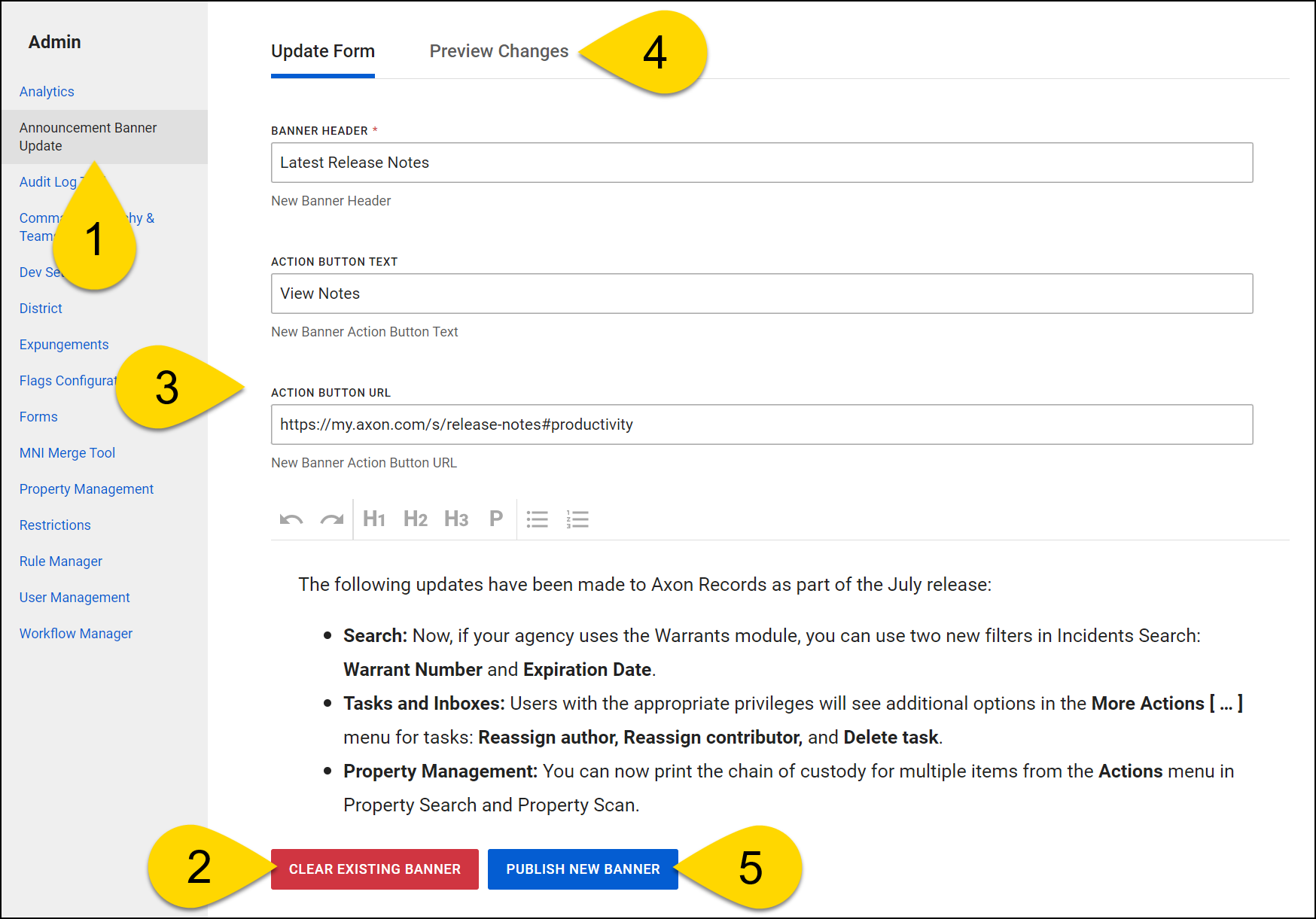 Announcements Banner Update - Axon Records